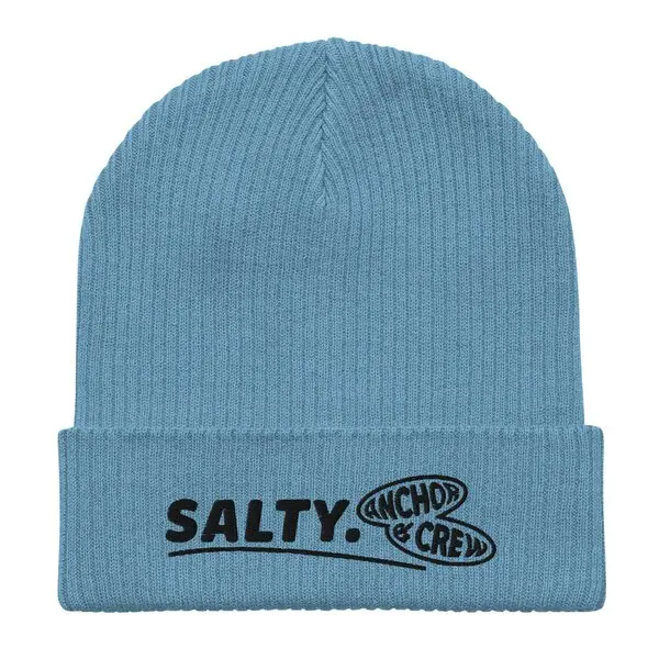 ANCHOR & CREW Light Salty Gen. Organic Cotton Embroidered Beanie - Blue