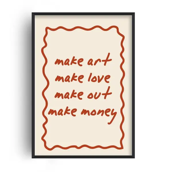 FANCLUB Neutrals / Make Art Retro Handwritten Quote Indie Art Print A2 - Red