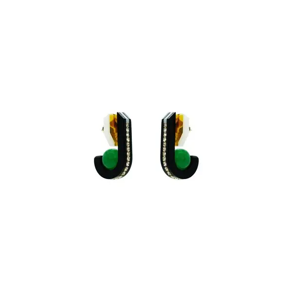 GISSA BICALHO Handmade Acrylic Earring Short Orion - Green