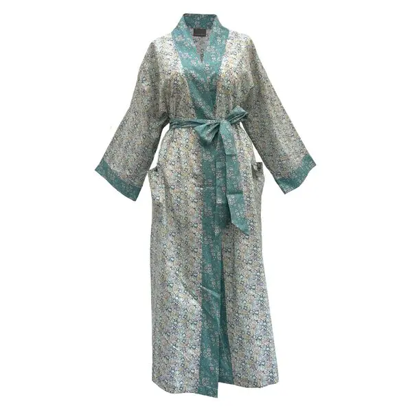 LIME TREE DESIGN Long Kimono Robe Michelle Made With Liberty Fabric - Blue