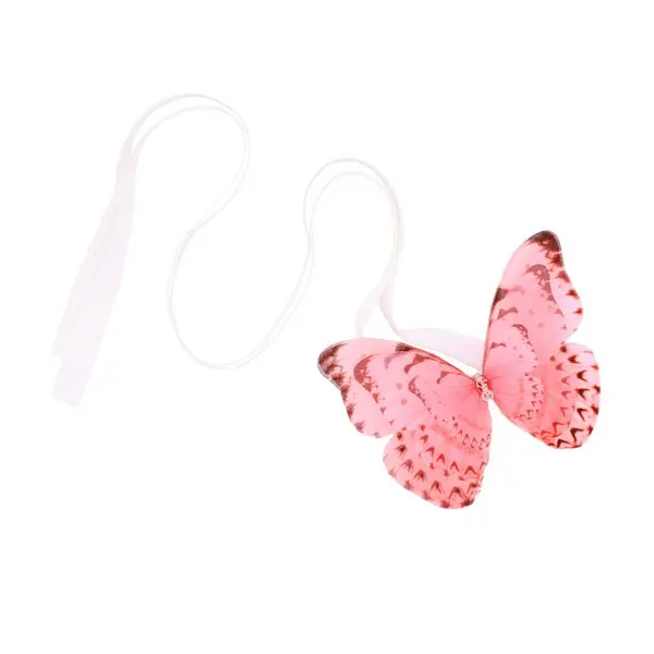 Oana Savu White / Pink Pink Butterfly Hair Ribbon Tie Choker Necklace White Ribbon Scrunchie - White/pink