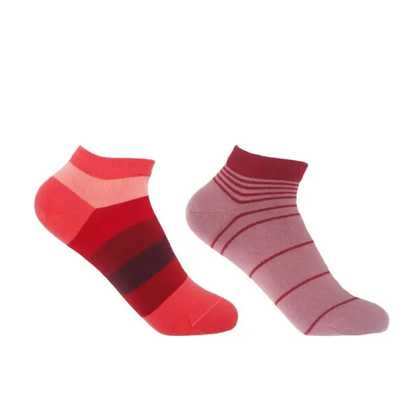 PEPER HAROW - MADE IN ENGLAND Block Stripe Fire & Retro Musk Trainer Socks Bundle - Red