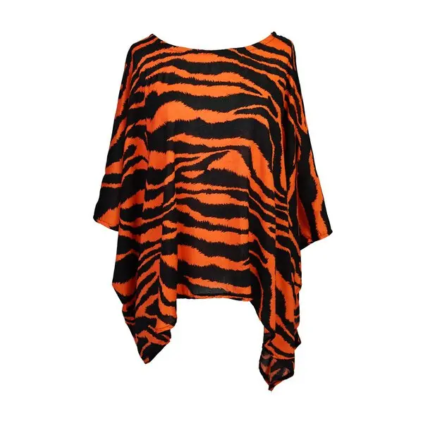 JENNAFER GRACE Orange / Black Tigress Scarf Top - Orange/black