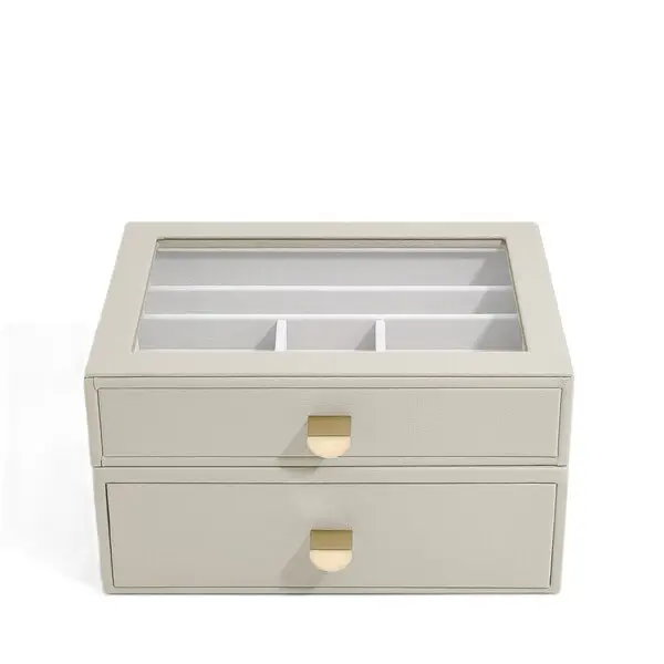 STACKERS Neutrals Classic Oatmeal Jewellery Box Set Of Two Drawers - Black/blue