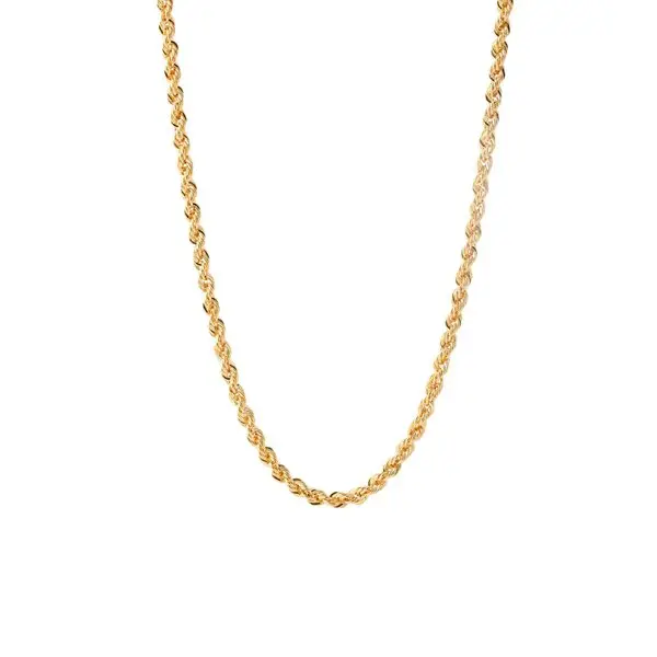 SPERO LONDON Fine 14ct Solid Italian Hallow Rope Chain Necklace - Gold