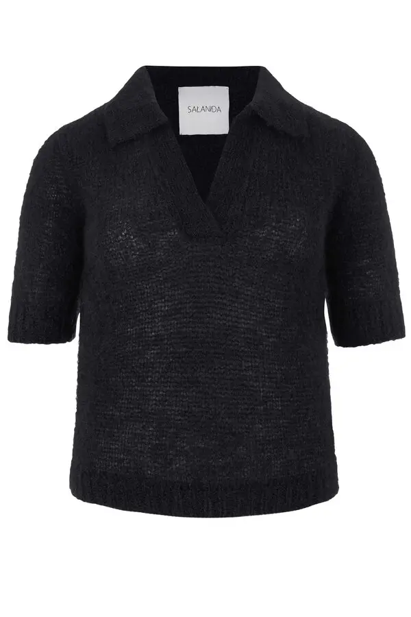 SALANIDA Melody Mohair Polo Top - Black