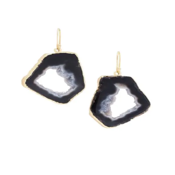 Saachi Agate Dangle Earrings - Black