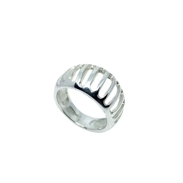 TG-JEWELLERY BY TAMARA GERVASIO Egg Shape Grill Band Ring In Sterling - Silver