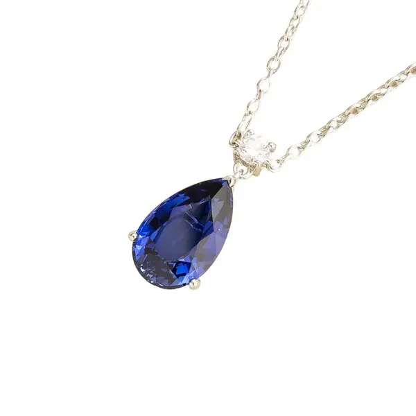 JUVETTI  Blue / White / Silver Ori Large Pendant Necklace In Blue Sapphire & Diamond Set In White Gold - Blue/white/silver