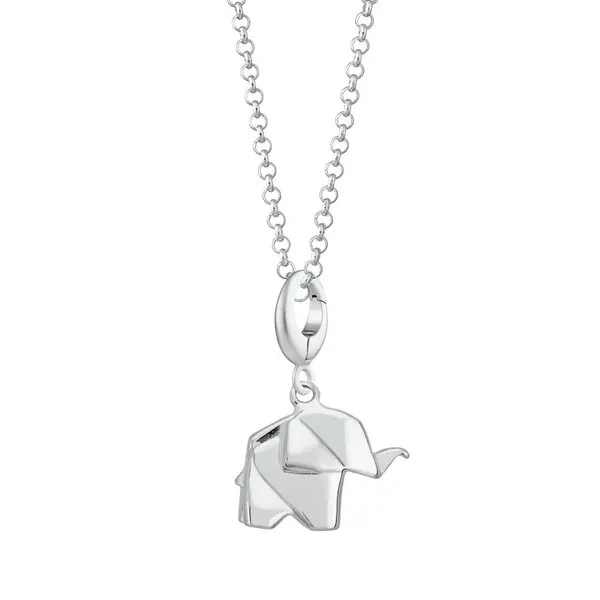 LILY CHARMED Sterling Origami Elephant Charm Necklace - Silver