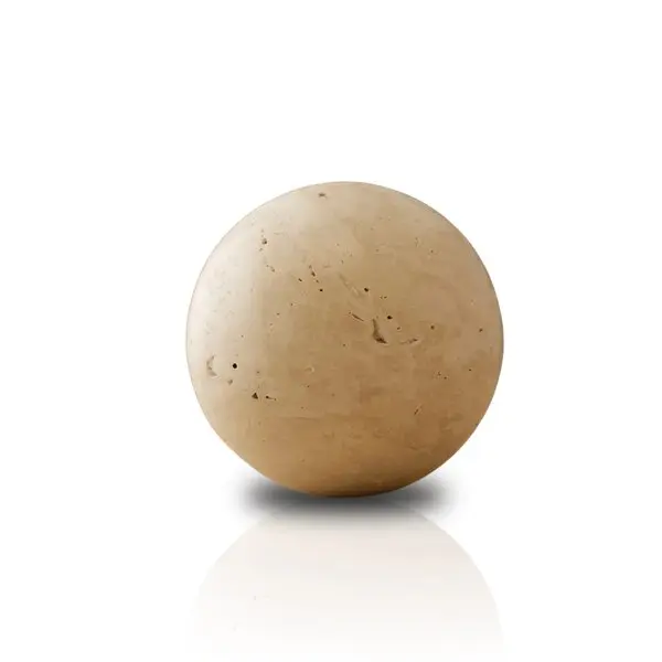 MARLETH Neutrals Sphere Travertine Sculpture – Stone Minimalist Décor - Beige