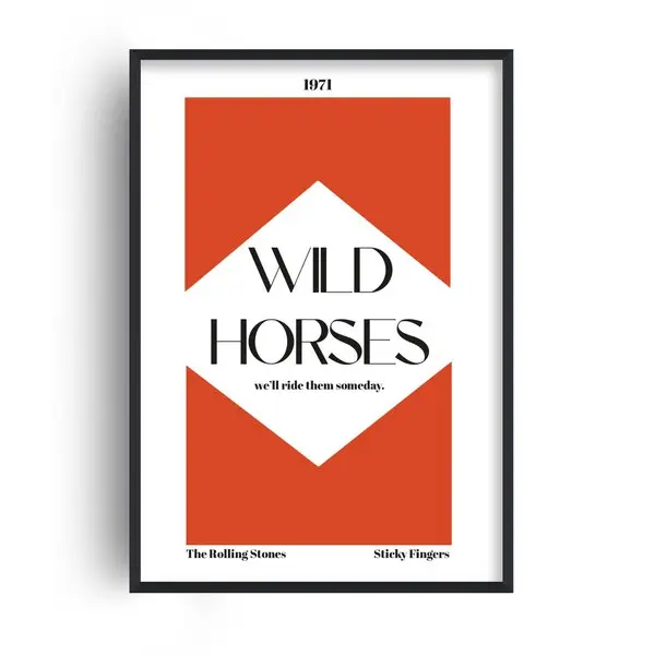 FANCLUB Wild Horses Rolling Stones Music And Western Art Print A2 - Red