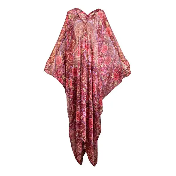 JENNAFER GRACE Lorraine Rose Paisley Caftan - Red
