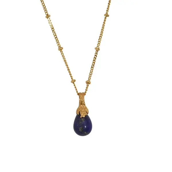 CLAIRE HILL DESIGNS Lapis Lazuli Gold Lichen Pendant Necklace - Blue