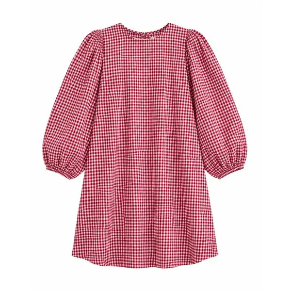 Mind Traveler Mirela Gingham Puff Sleeve Dress