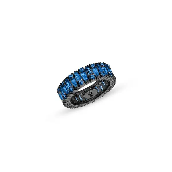 SALLY SKOUFIS Black / Blue Culture Ring With Made Sapphires In Premium Black Rhodium - Black/blue