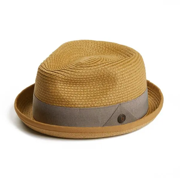DASMARCA HATS Dasmarca Andy Short Brim Trilby Retro Summer Skimpy Brim Straw Braided Hat - Yellow