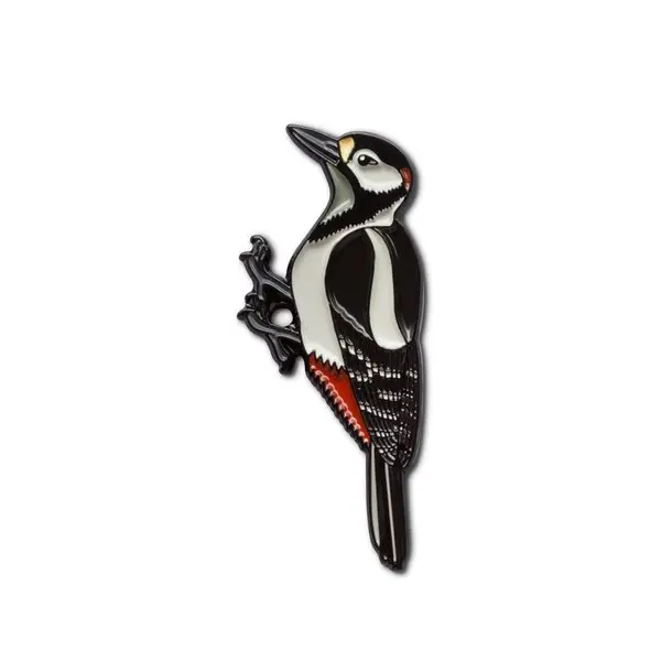 MAKE HEADS TURN Neutrals / Enamel Pin Great Spotted Woodpecker - Black
