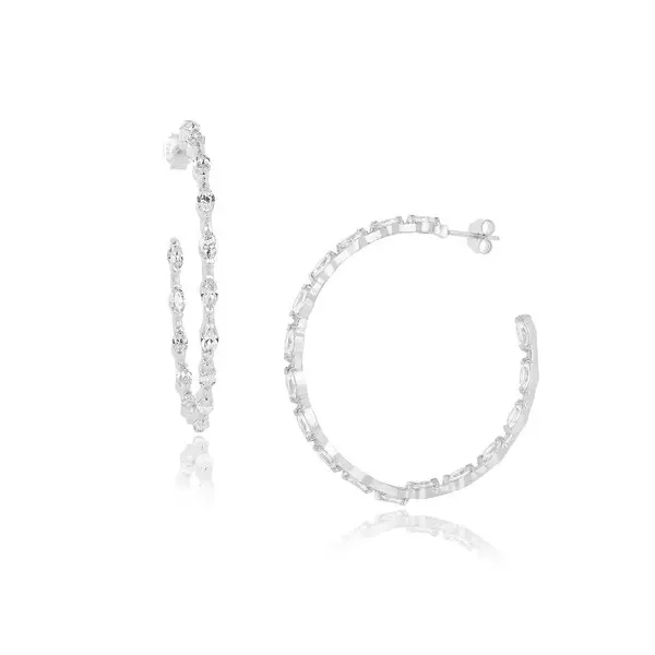 MOON LONDON Epic Sparkling Large Sterling Hoops - Silver