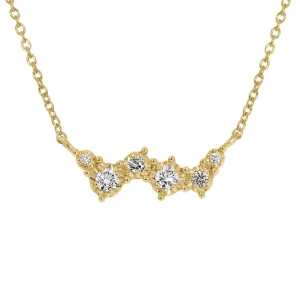 KIERA Lab Grown Diamond Six-stone Wave Pendant Necklace - Yellow