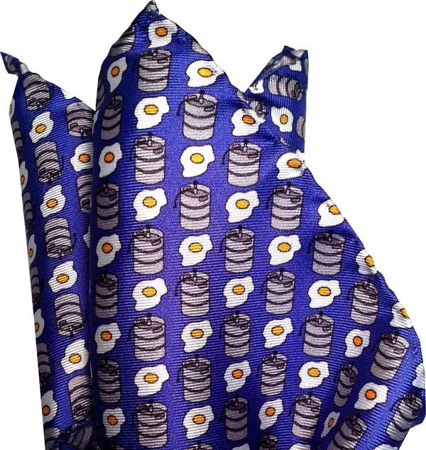 LAZYJACK PRESS Kegs & Eggs Pocket Square - Blue