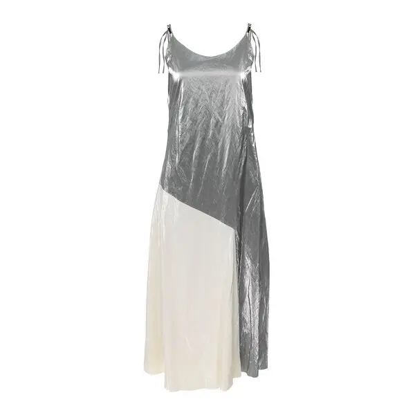 SILVIA SERBAN Silver / White Adjustable Braces Dress