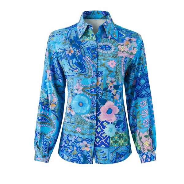 INTROVERTIE VIENNA June Silk Blouse Azure