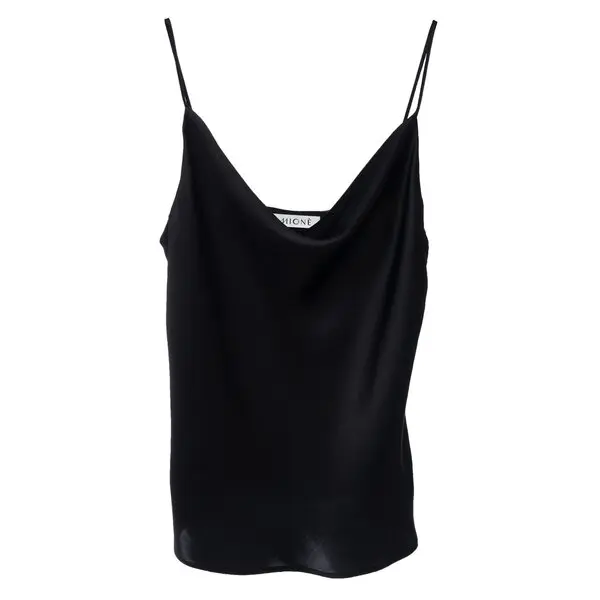 Mionè Silk Camisole Top With Draped Detail - Black