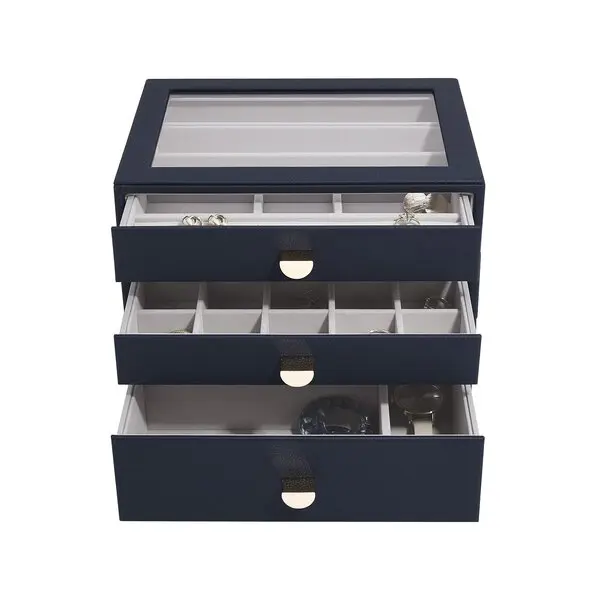 STACKERS Navy Pebble Classic Jewelry Box With Drawers - Blue