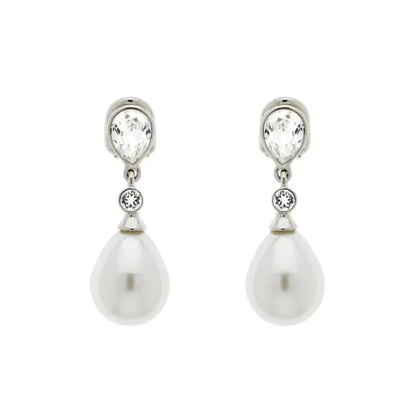 EMMA HOLLAND JEWELLERY Teardrop Pearl And Crystal Clip On Earrings - Silver