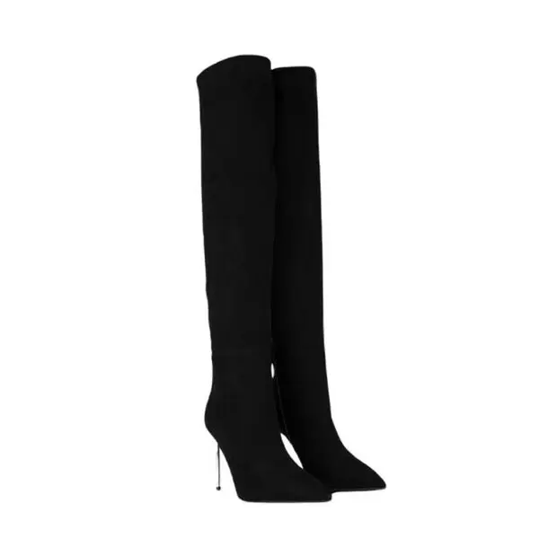ILVI Degeles Suede Leather Heeled High Boot - Black