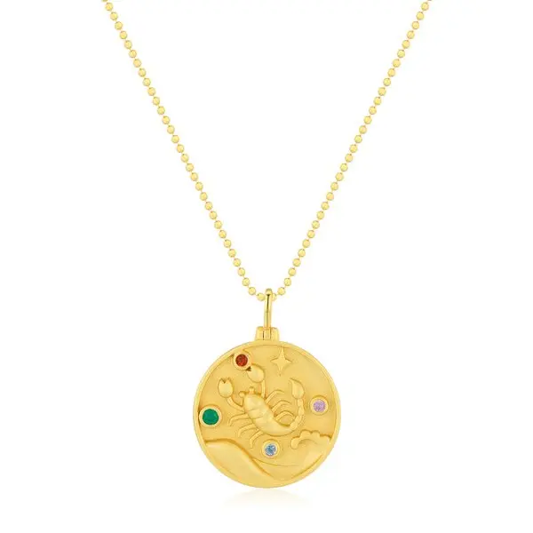 AZURA JEWELRY NEW YORK Scorpio Zodiac Mantra Necklace Yellow Vermeil - Gold