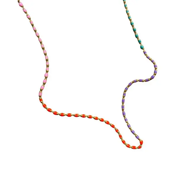 SPERO LONDON Sterling Silver Enamel Mine Beaded Colourful Rainbow Necklace - Gray
