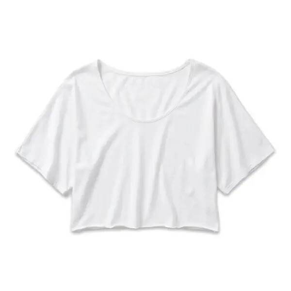 NOEND Slouch Wide Scoop Neck Cropped Tee - White