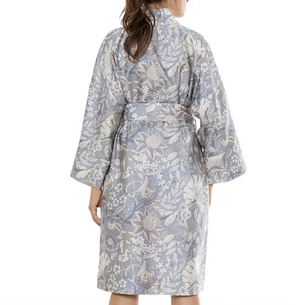 DECOFLUX HOME Neutrals / Cotton Sateen Kimono Robe Boho Fog - Grey