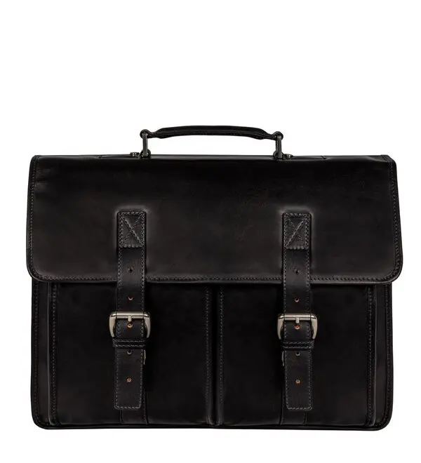 TIME RESISTANCE Leather Satchel Bag The Time Machine - Black