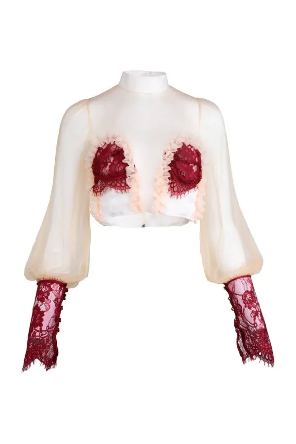 Natalia Petruch Neutrals / Brunelle Long Sleeve Top In Beige - Red