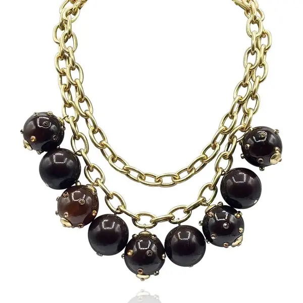 MICHAEL NASH JEWELRY Valentina Studded Tortoise Studded Ball Necklace - Brown