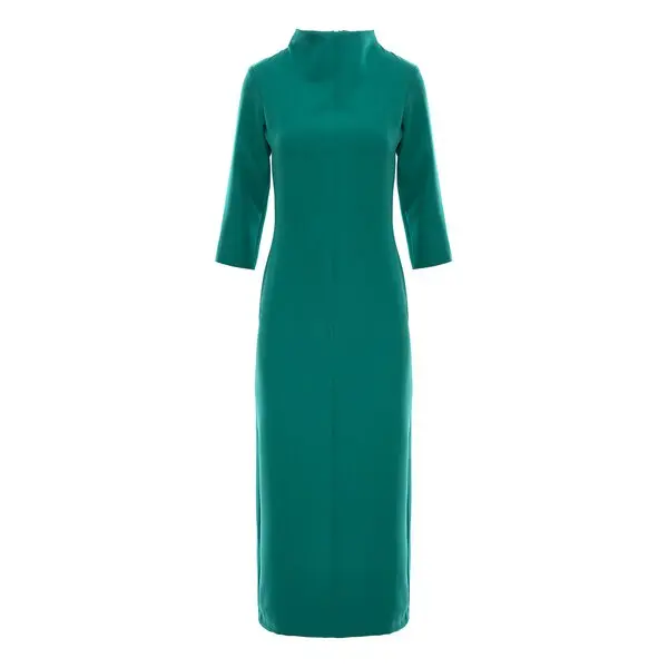 CONCEPT A TROIS Fitted Dress With Three-quarter Sleeves And Slits - Green