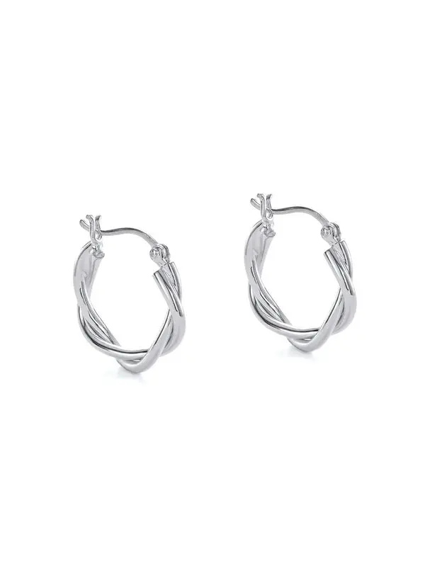 Côté Caché Relaxed Braid Sterling Hoop Earrings - Silver