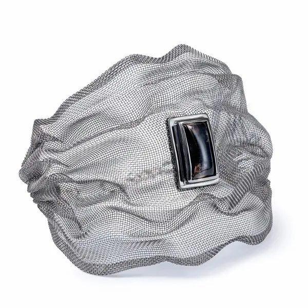 GERMAN KABIRSKI Silver / Black Nuno Limited Edition Silver & Titanium Mesh Bracelet With Natural Smoky Quartz - Silver/black