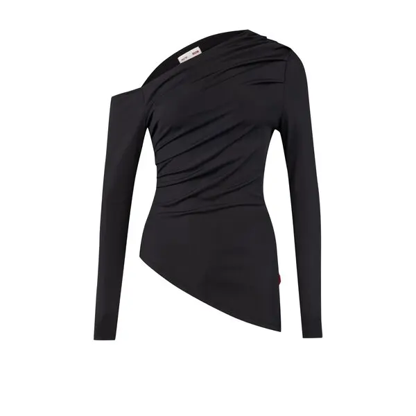 PCFG Your Itch Draped Long Sleeve Top Jet - Black