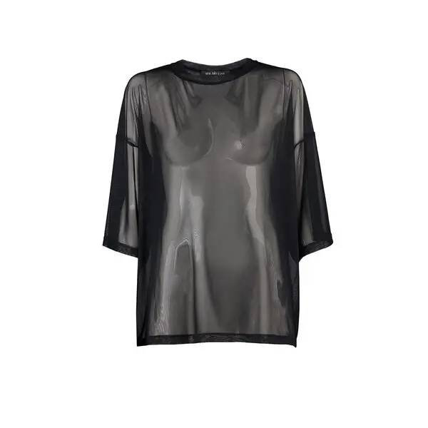 UNA BERZINA Sheer Oversized Mesh T-shirt - Black