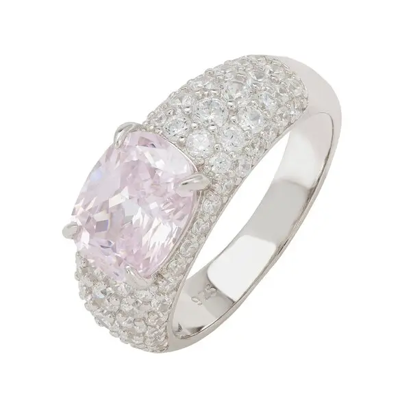 LATELITA Pink / Silver / White Rosalie Cocktail Ring Morganite Silver - Pink/silver/white