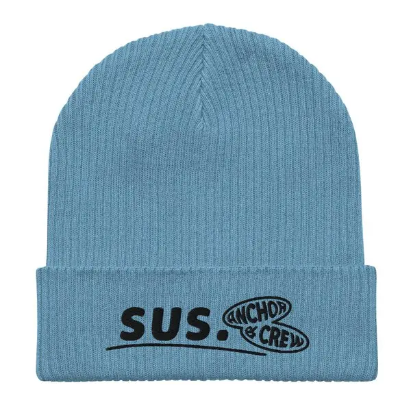 ANCHOR & CREW Light Sus Gen. Organic Cotton Embroidered Beanie - Blue
