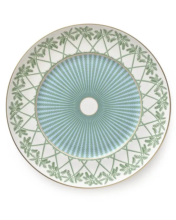 PINK HOUSE Fine Bone China Charger Plate Palms - Green