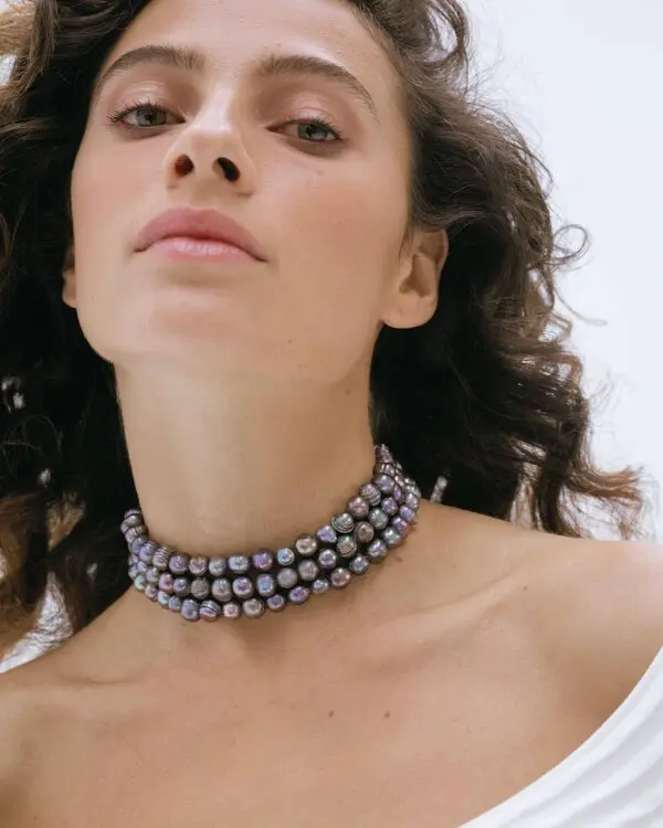 LAVANI JEWELS Nebelia Pearl Choker - Grey