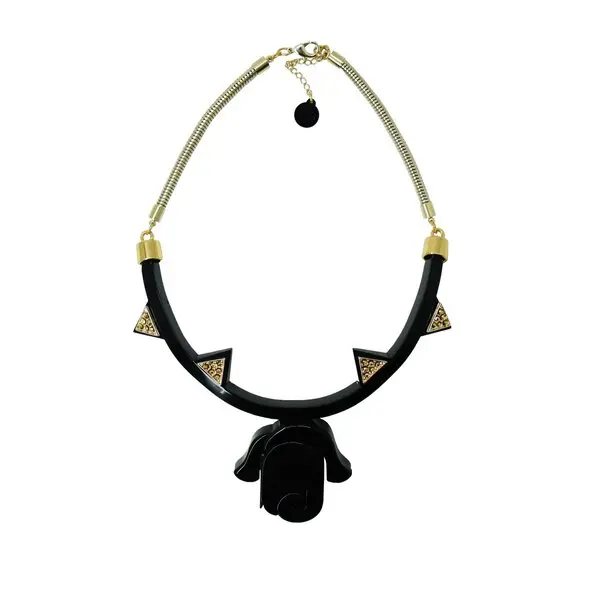 GISSA BICALHO Handmade Acrylic Necklace Chocker Rose - Black