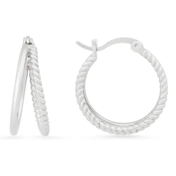 KYLIE HARPER Sterling Twisted Rope Double Hoop Earrings - Silver