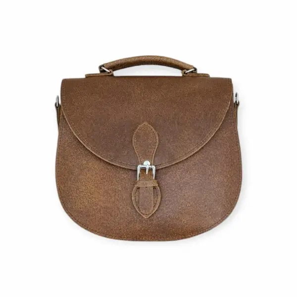 ZATCHELS Handmade Soft Tannery Leather Crossbody Saddle Bag Tan - Brown